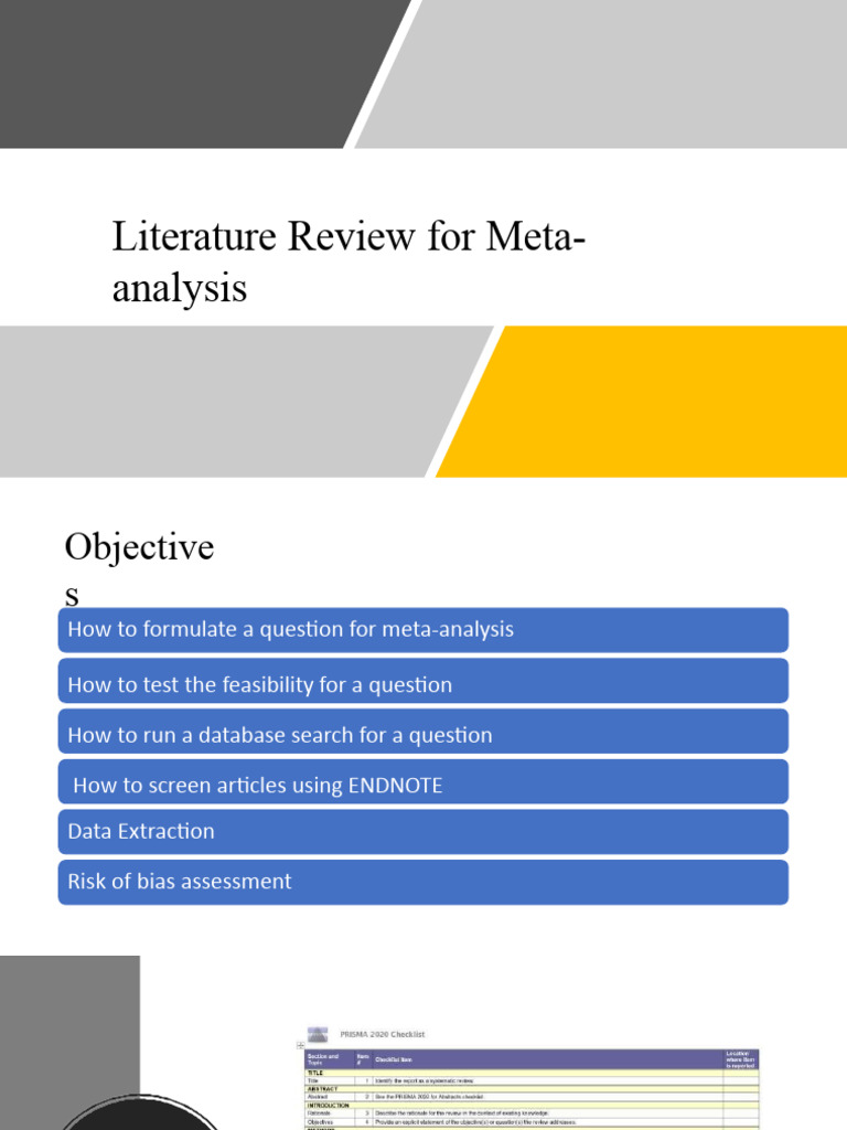 Conducting A Literature Review For A Meta-Analysis Ansd | PDF | Meta ...