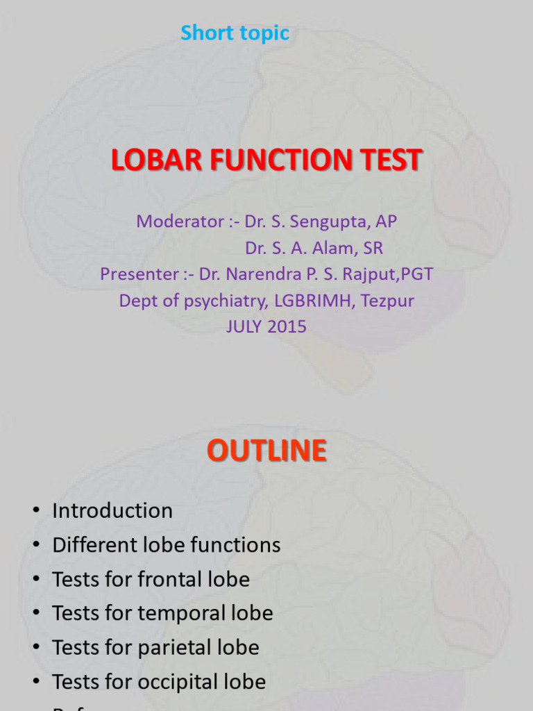 Lobar Function Test. | PDF | Parietal Lobe | Frontal Lobe