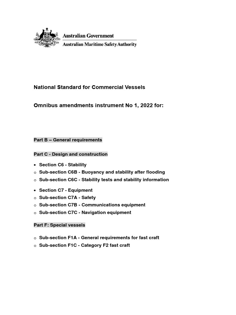 NSCV Omnibus Amendments No 1 2022 Amending Instrument Itmm Adopted | PDF