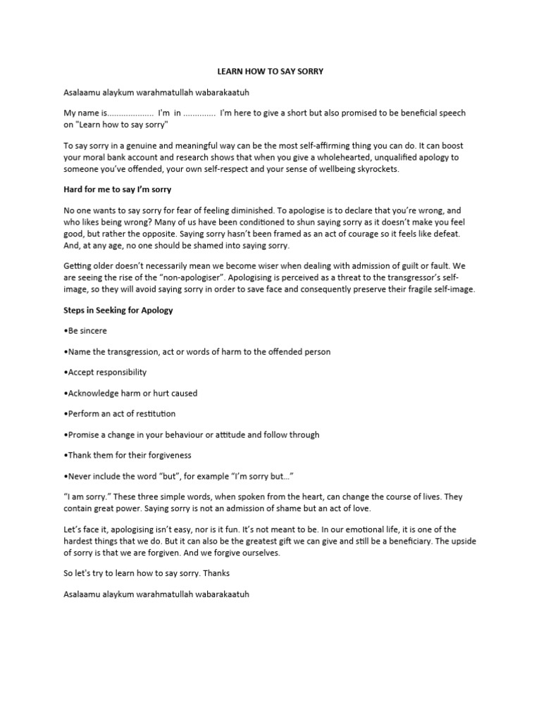 LEARN HOW TO SAY SORRY-WPS Office | PDF