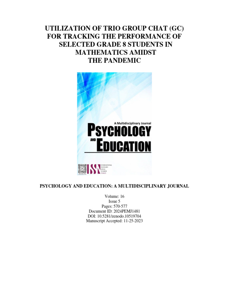 Utilization of Trio Group Chat (GC) For Tracking The Performance of ...