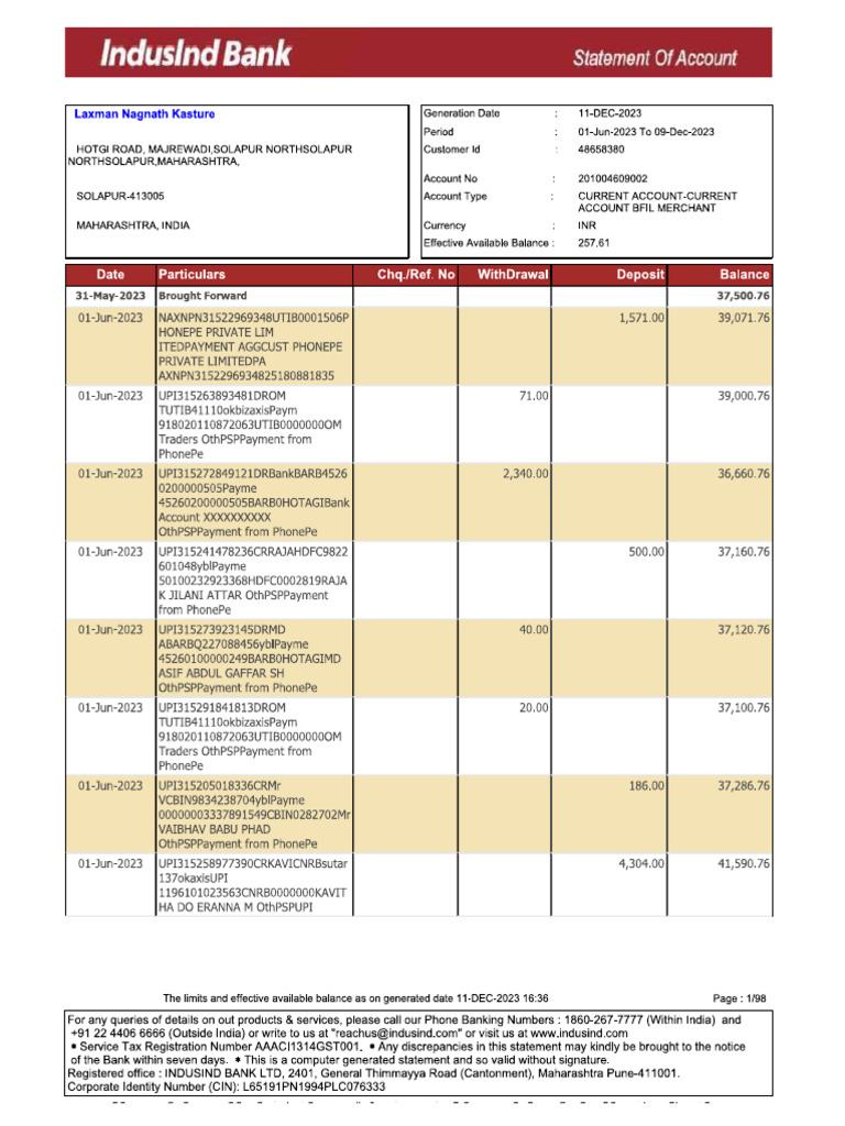 Bank Statement 1 | PDF