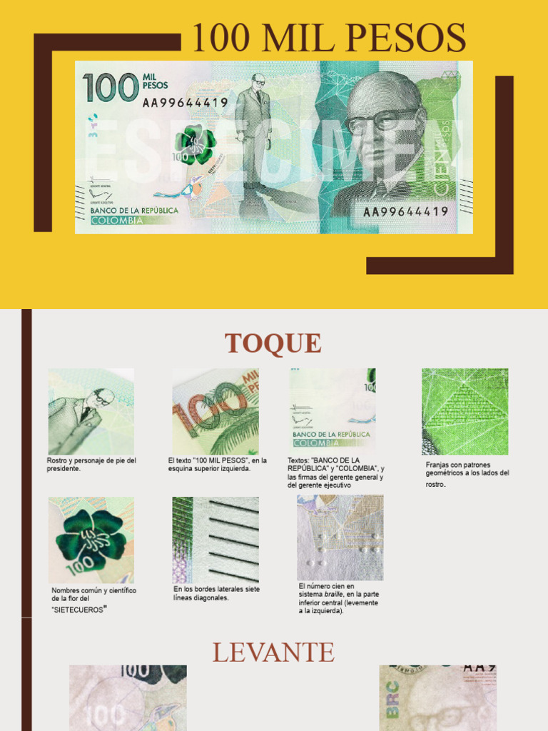 Billete de 100 mil pesos colombianos | PDF | Color | Billete de banco