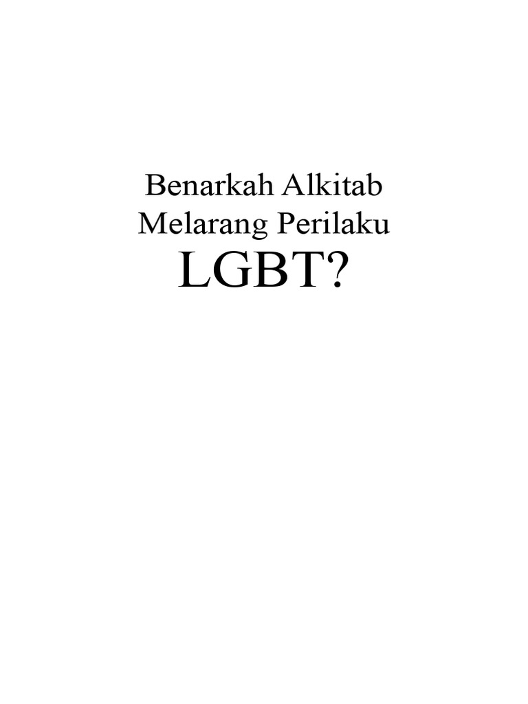 Benarkah Alkitab Melarang Perilaku LGBT | PDF