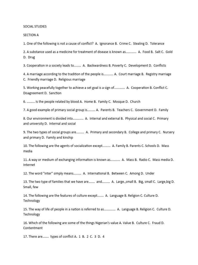 JSS2 Social Studies Exam Guide | PDF | Marriage | Social Group