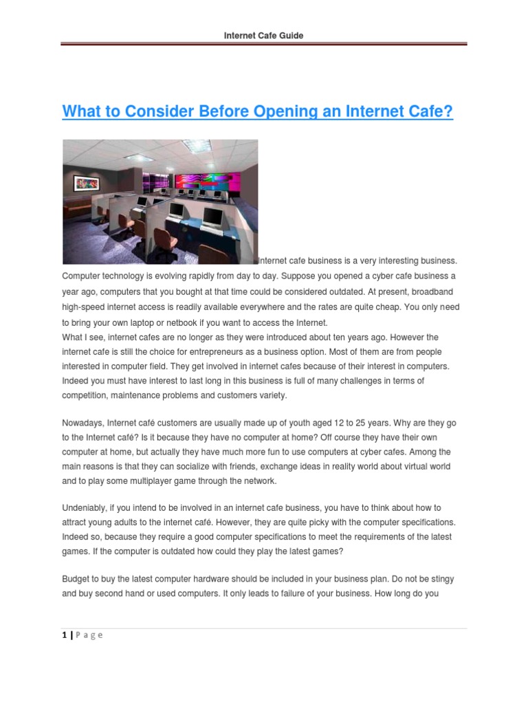 What To Consider Before Opening An Internet Cafe | PDF | Computer ...