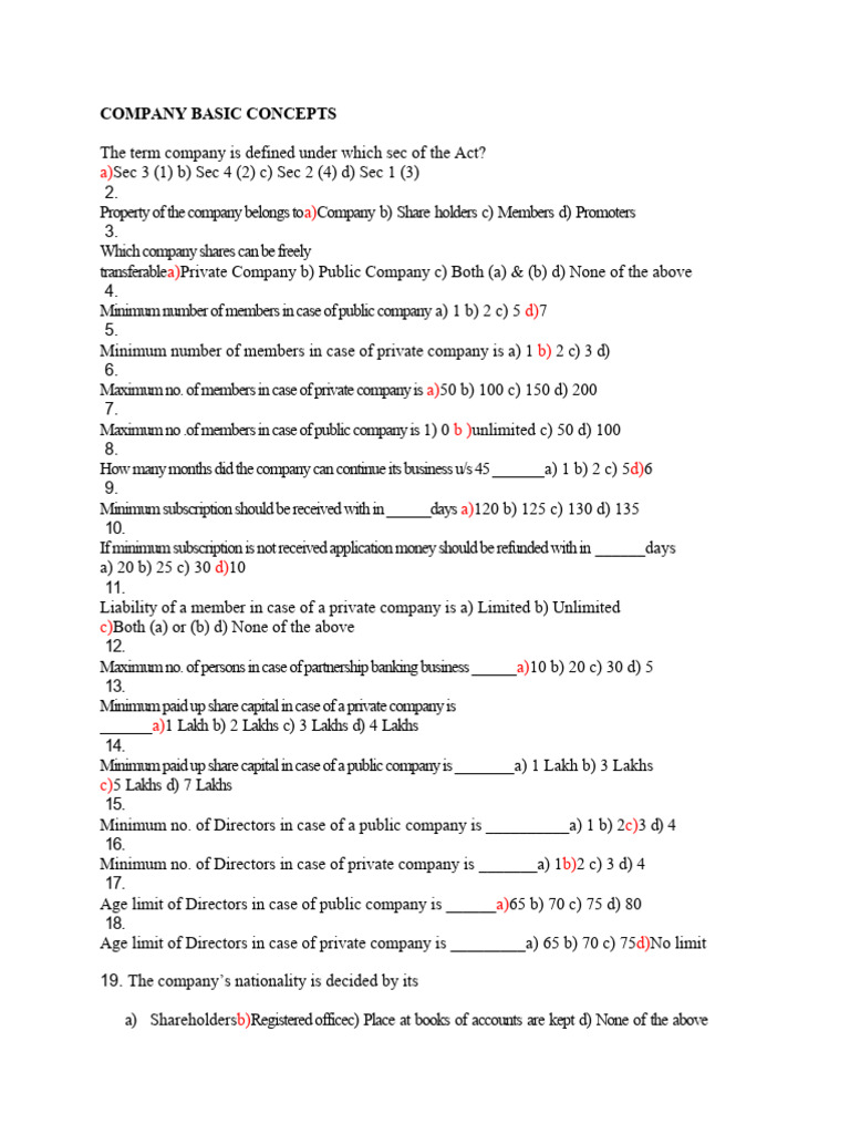 Company Basic Concepts | PDF | Debenture | Stocks