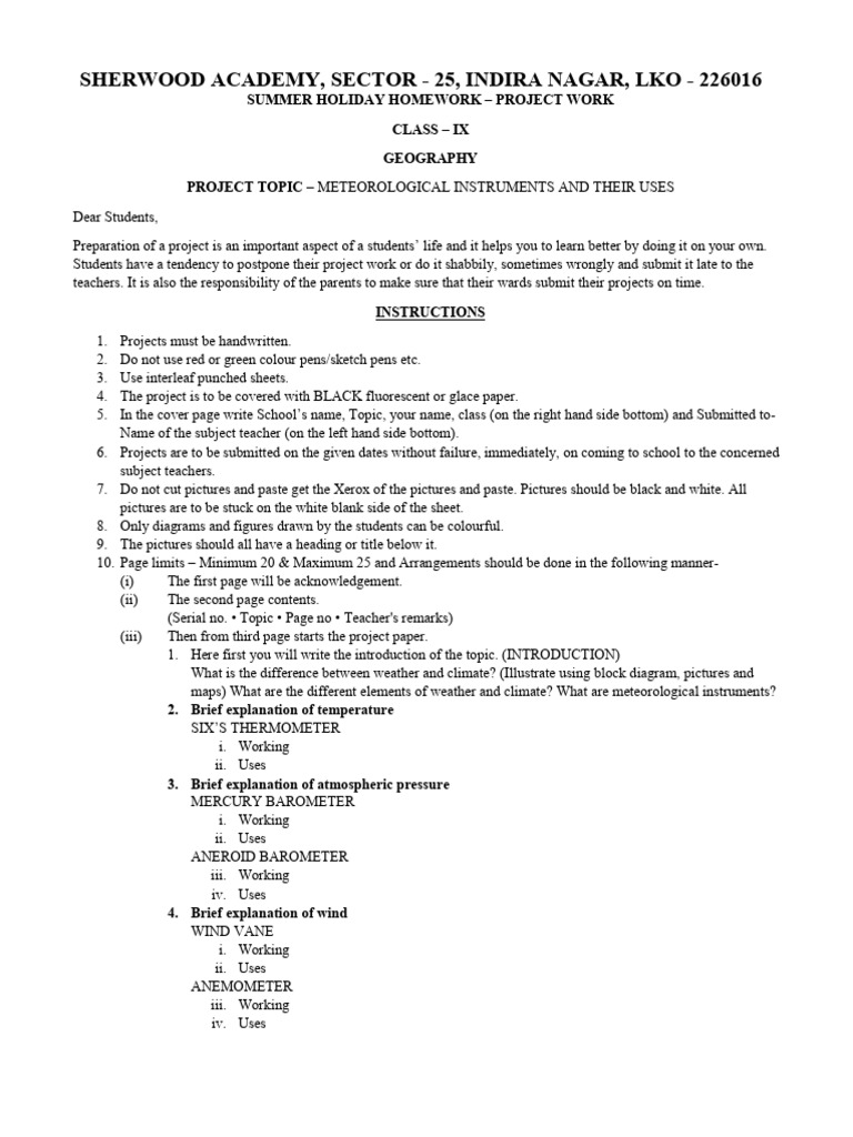 Geography Project Class 9 | PDF | Meteorology | Applied And ...