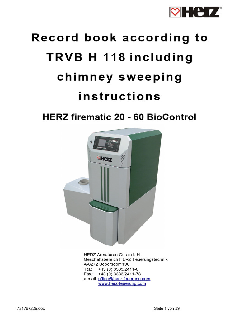 HERZ Firematic Biomass Furnace Manual | PDF | Chimney | Combustion