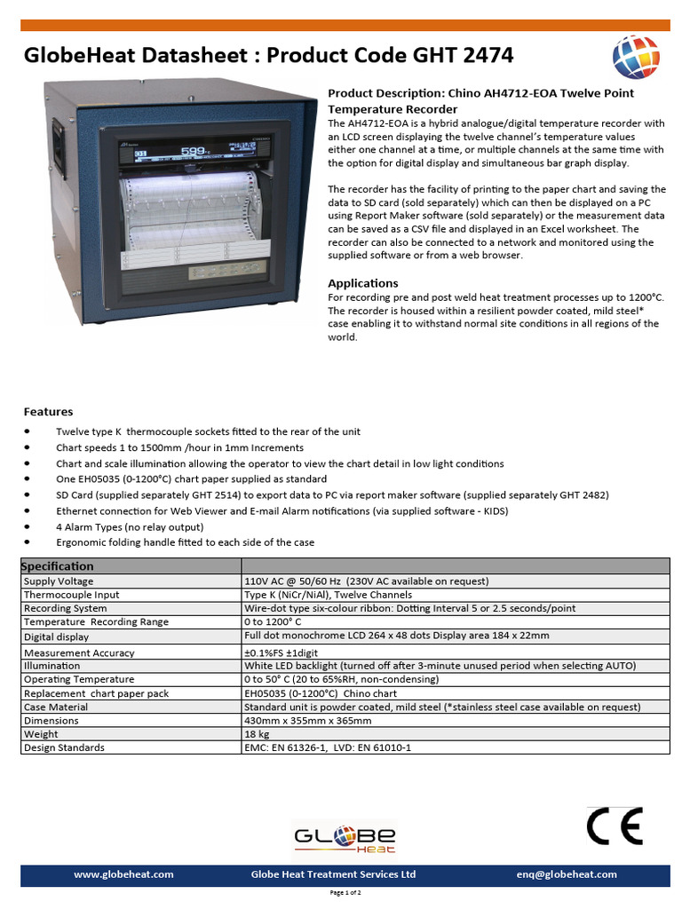 GHT 2474 Chino 12 Point Temperature Recorder AH4712 EOA | PDF ...
