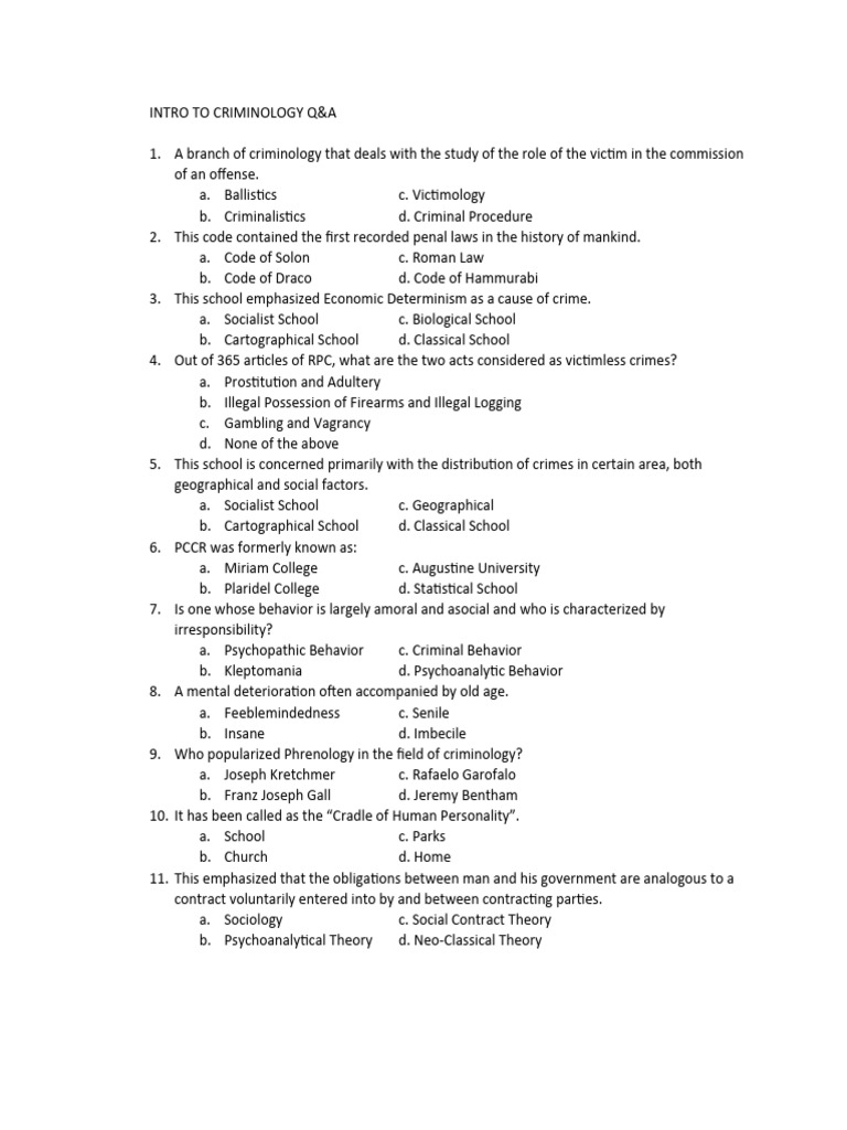 Criminology Concepts and Theories Q&A | PDF | Criminology | Crimes