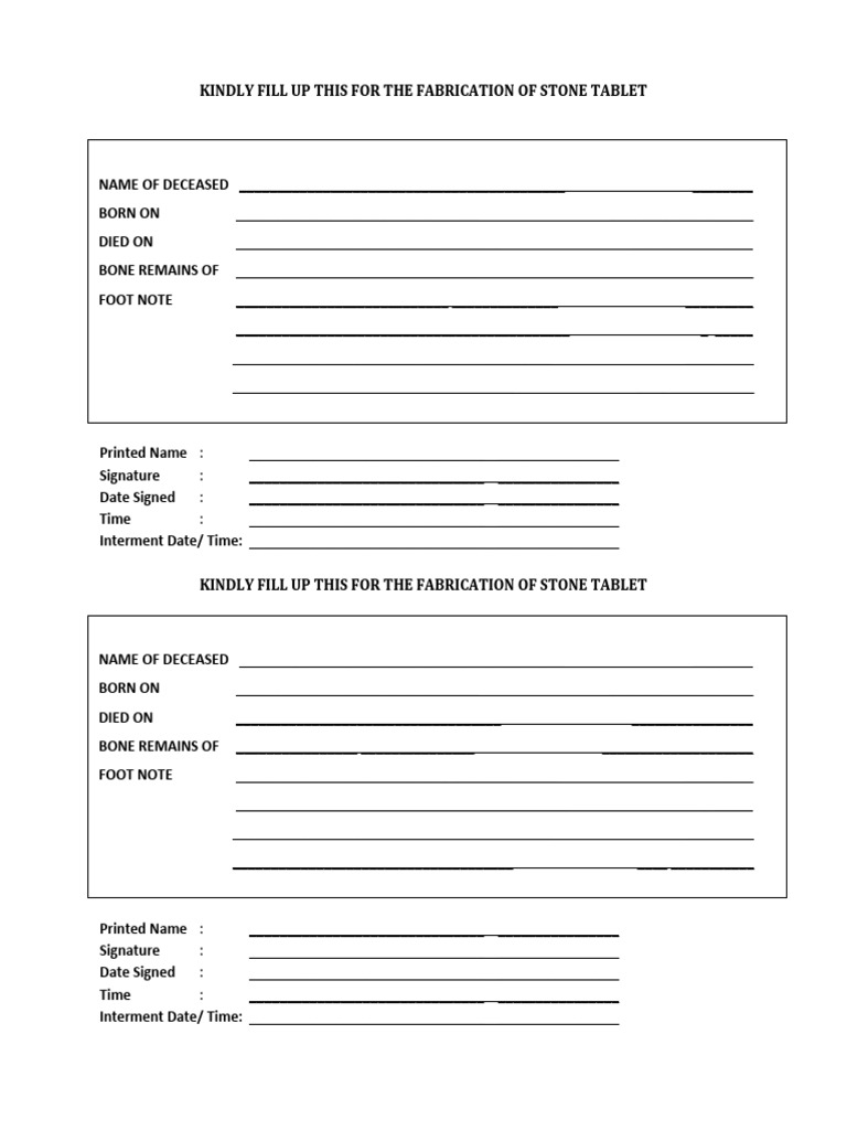 Stone Tablet Form | PDF | Business