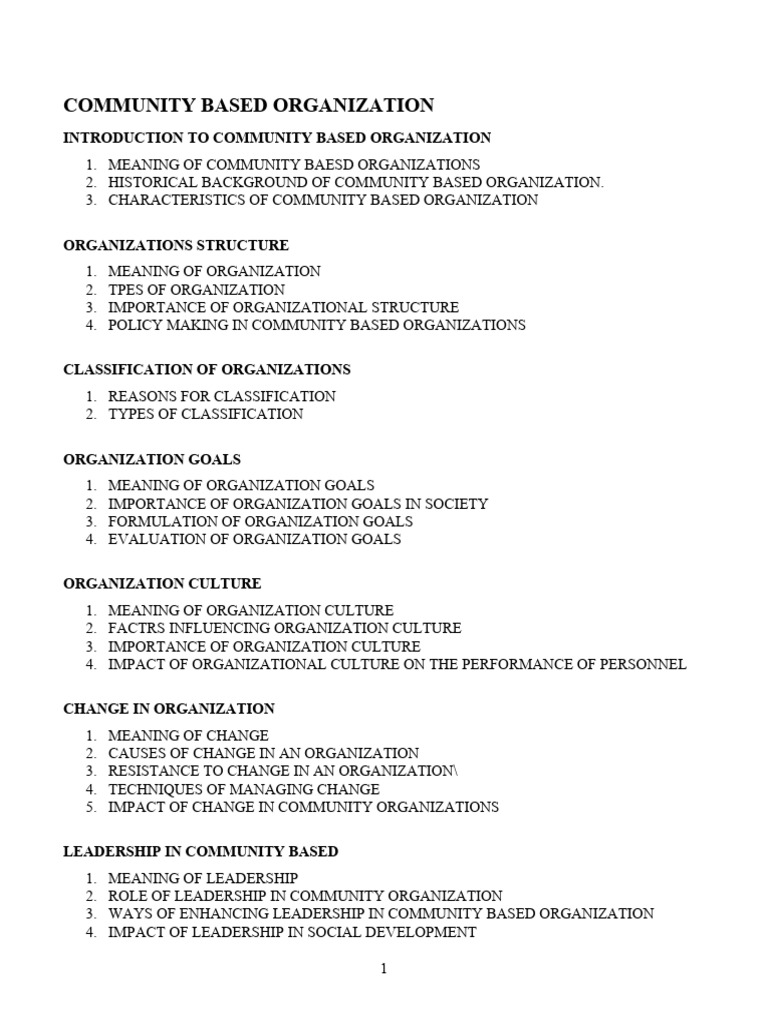 Understanding Community Based Organizations | PDF | Motivational ...