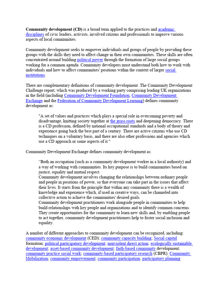 Community Development | PDF | Community Development | Economies