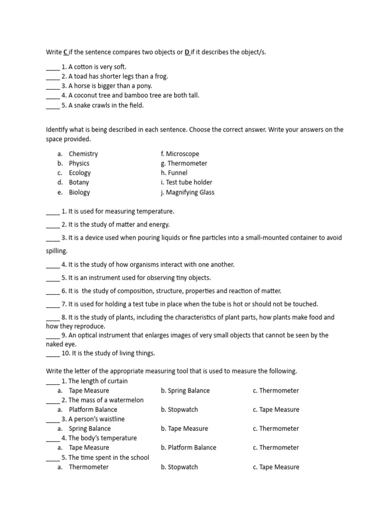 Grade 2 Science 1st Quarter Exam | PDF | Liquids | Matter