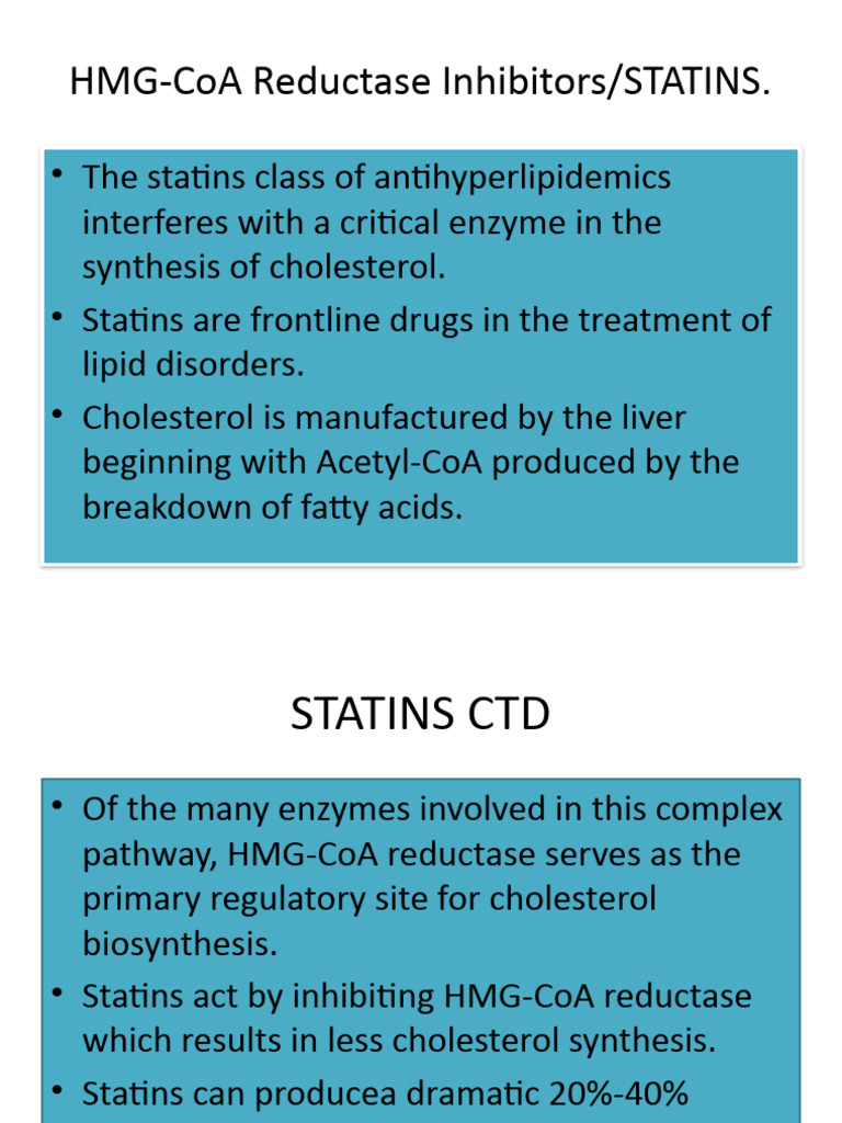 Statins: HMG-CoA Reductase Inhibitors | PDF