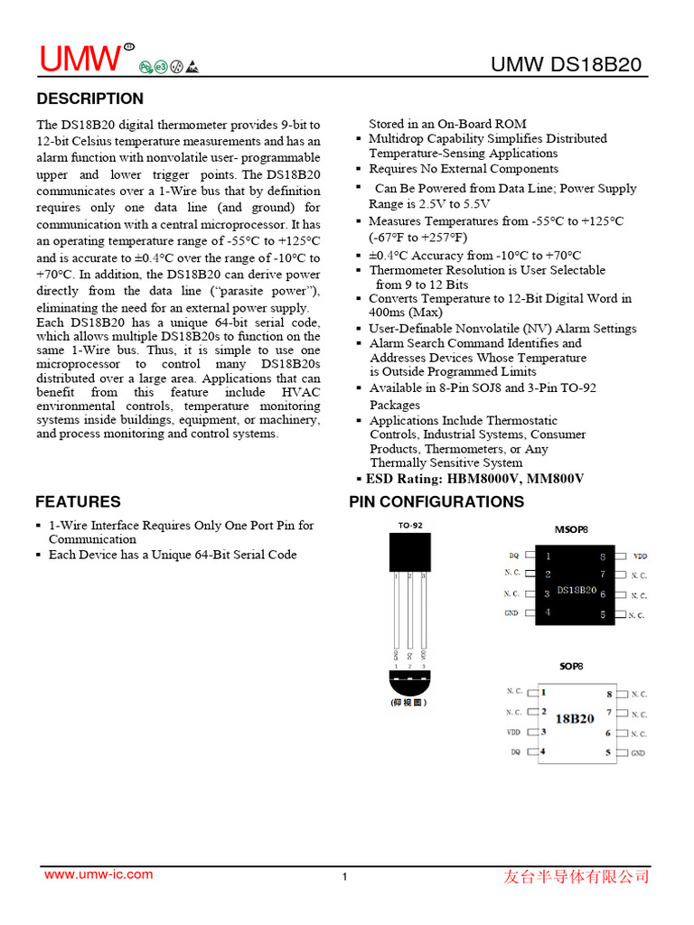 DS18B20 | PDF | Bit | Read Only Memory