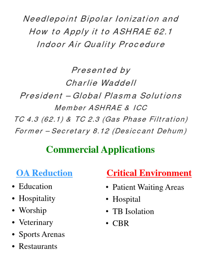 Needle Point Bipolar Ionization | PDF | Ventilation (Architecture) | Physical Sciences