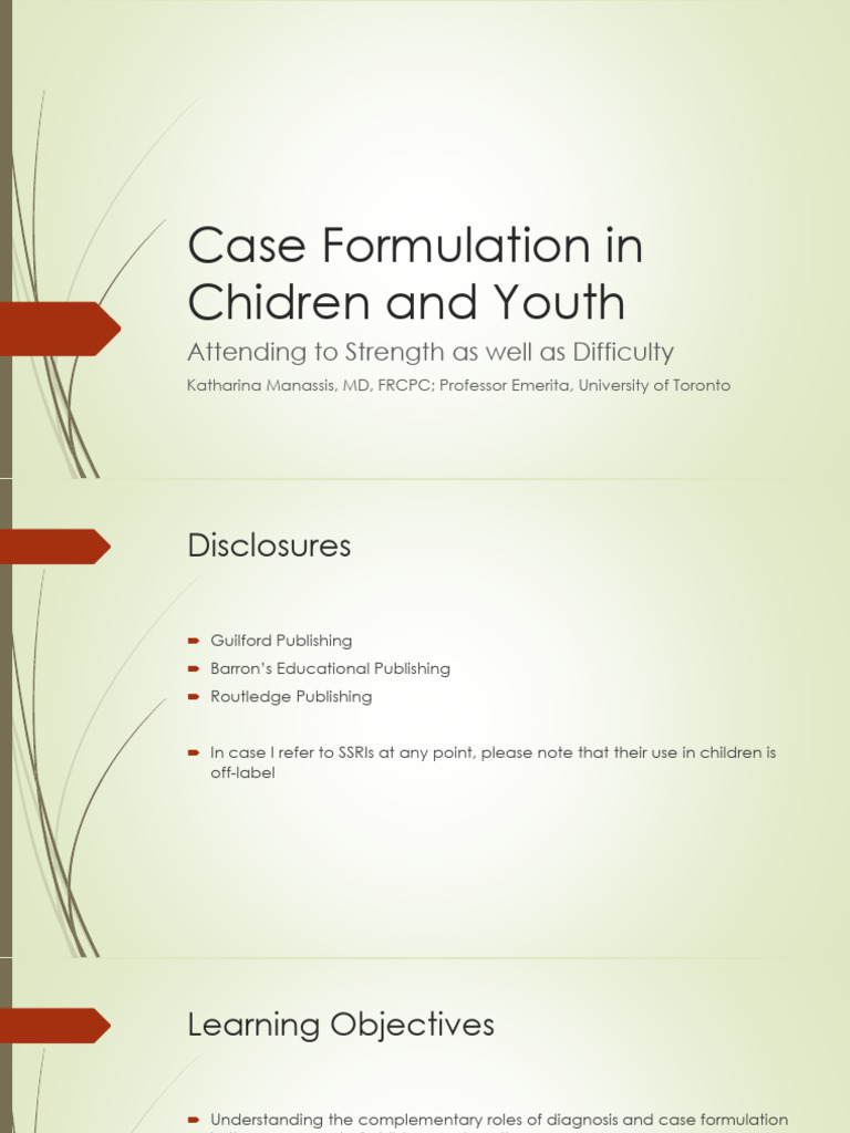 Case Formulation in Chidren and Adolescents | PDF | Developmental ...
