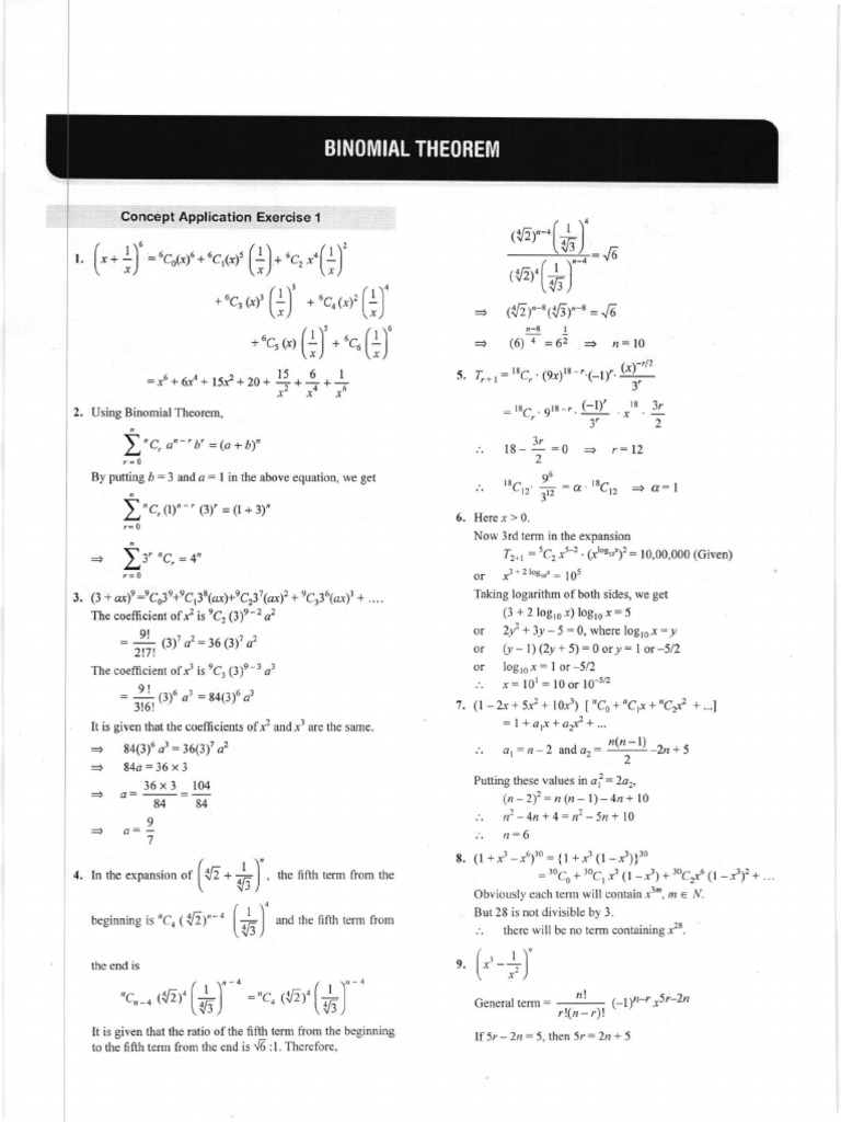 Binomial Theorem Hints | PDF | Mathematics | Complex Analysis