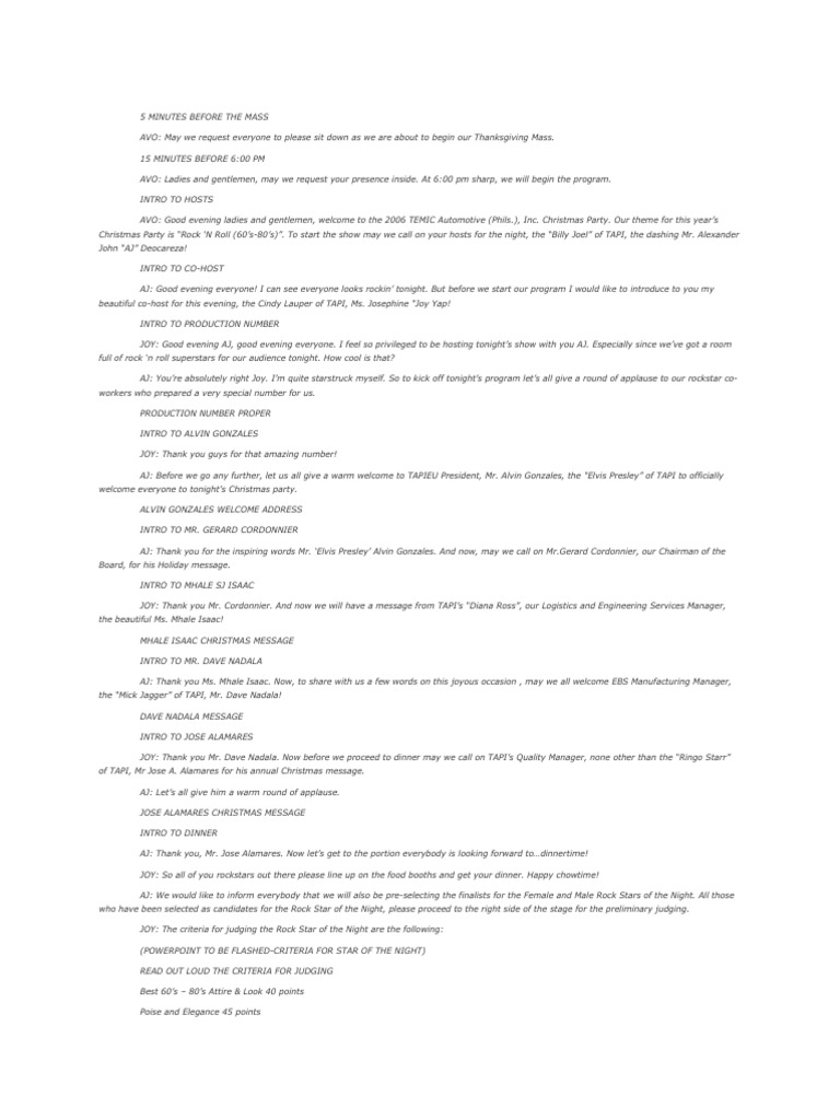 Emcee Christmas Party | PDF