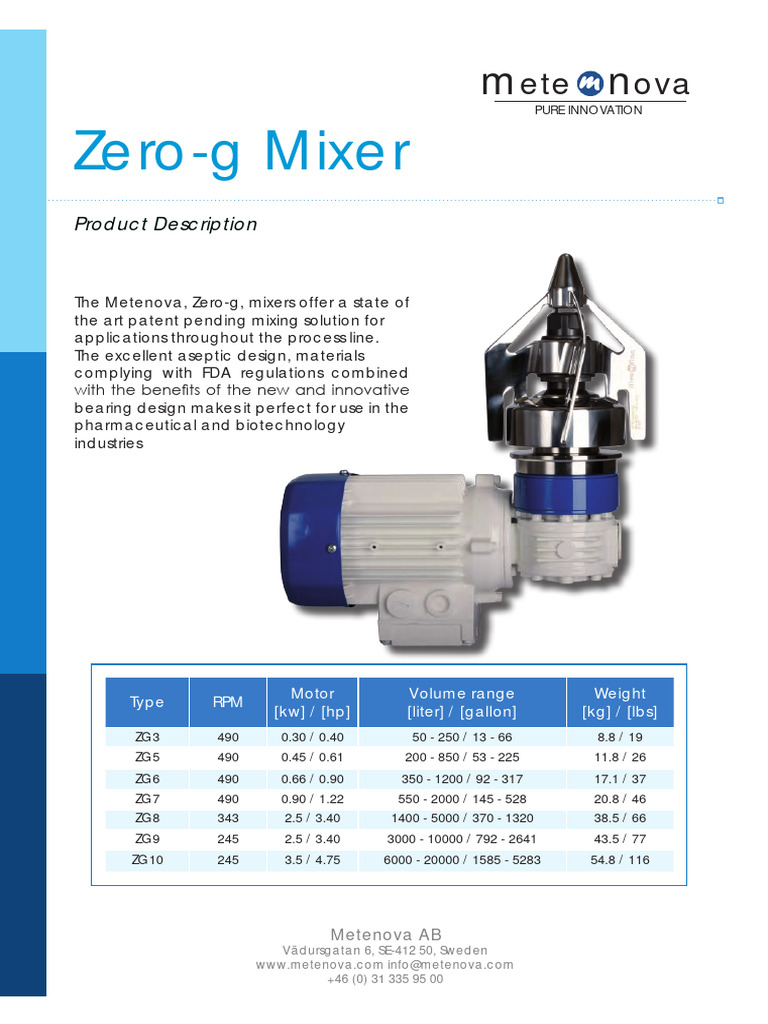 Xmetenova Zero-G Datasheet | PDF | Stainless Steel | Manufactured Goods