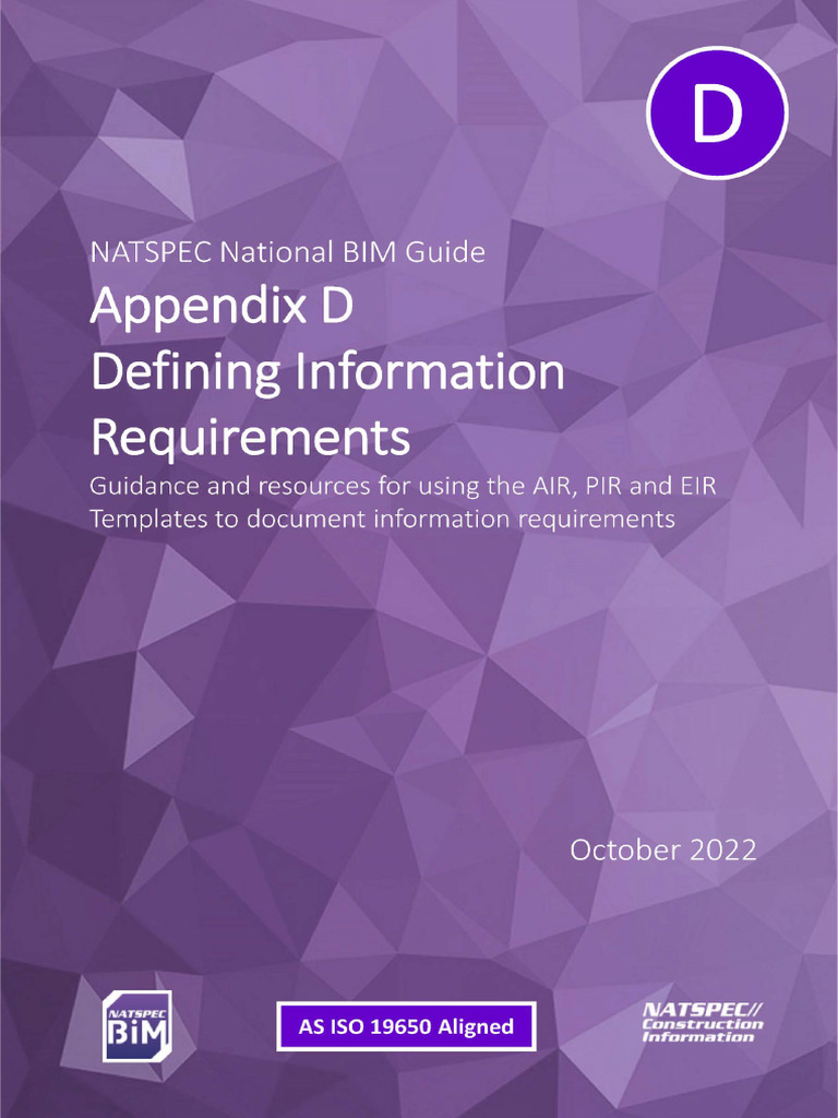 NATSPEC National BIM Guide Appendix D - Defining Information Requirements 2022-10 Web | PDF ...