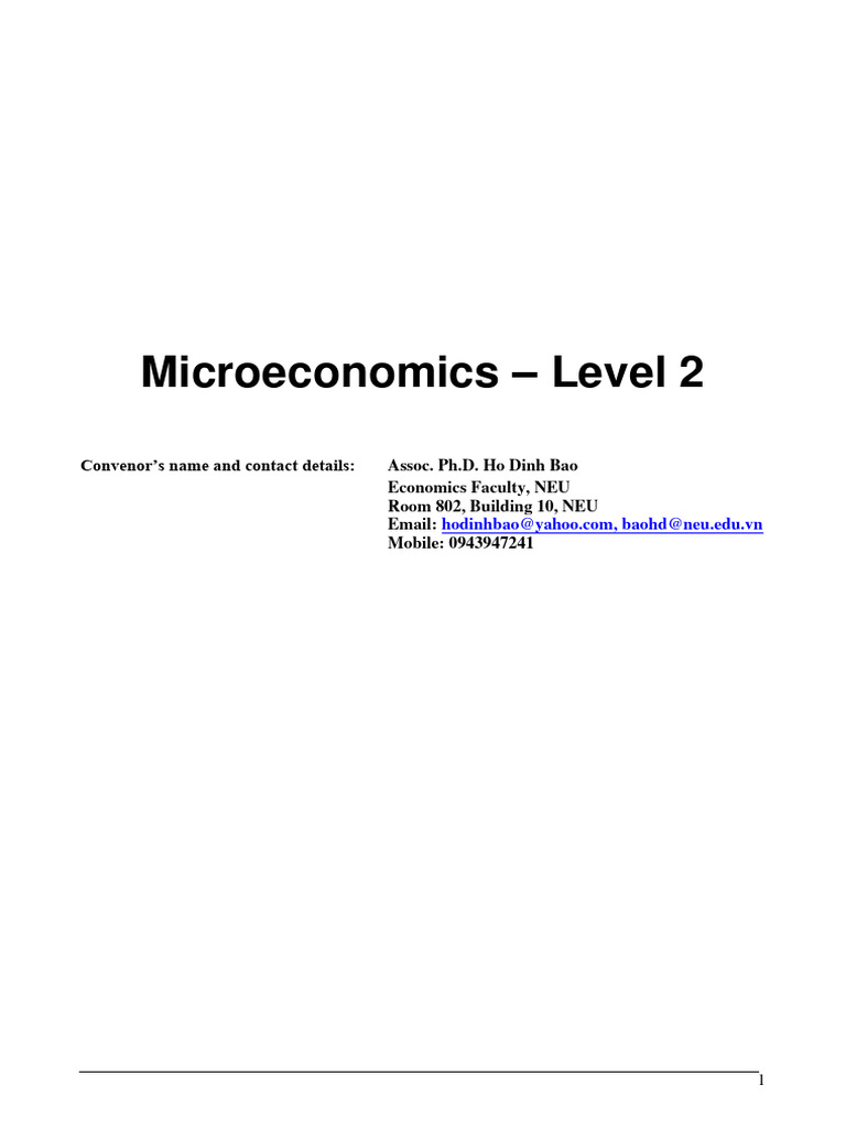 Syllabus Microeconomics 2 | Download Free PDF | Profit (Economics ...