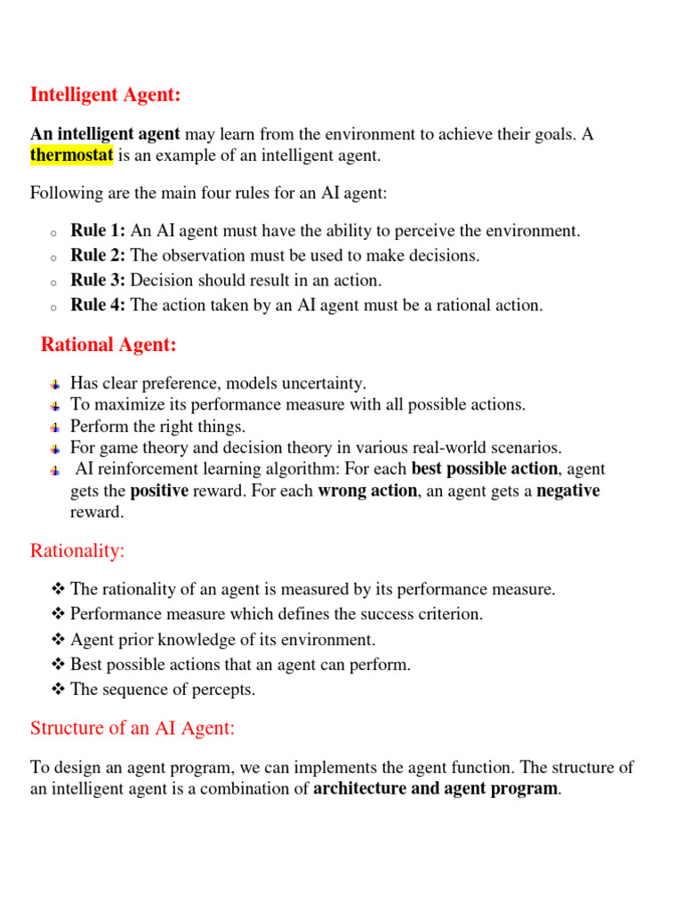 Intelligent Agent | PDF | Artificial Intelligence | Intelligence (AI) & Semantics