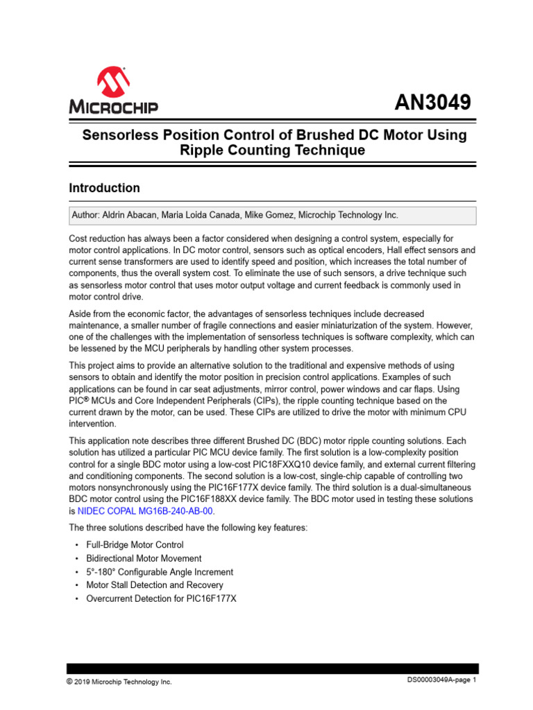 Sensorless Position Control of Brushed DC Motor Using Ripple Counting ...