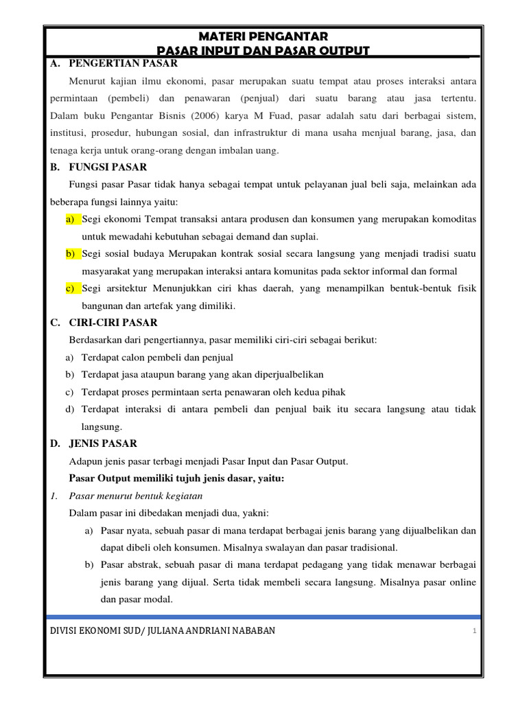 Pasar Input Dan Pasar Output | PDF