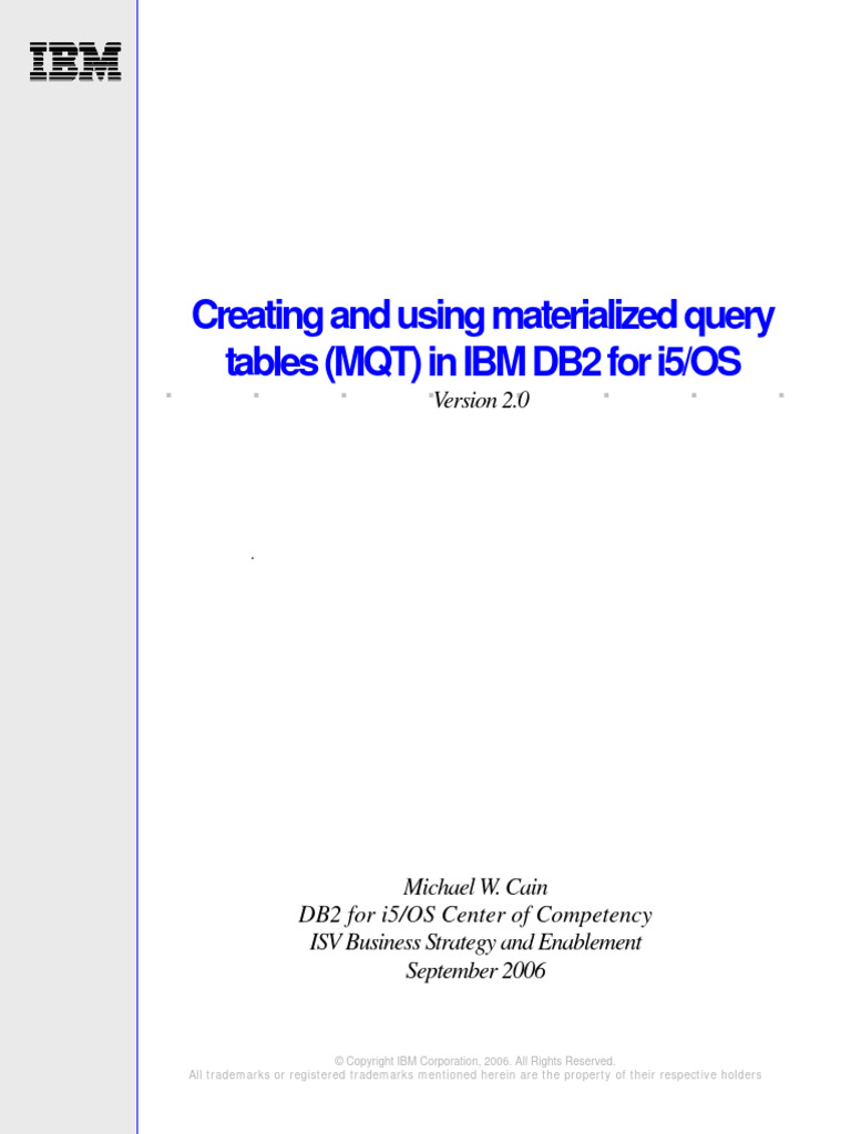 Materialized Query Table In Db2 Pdf Ibm Db2 Table Database