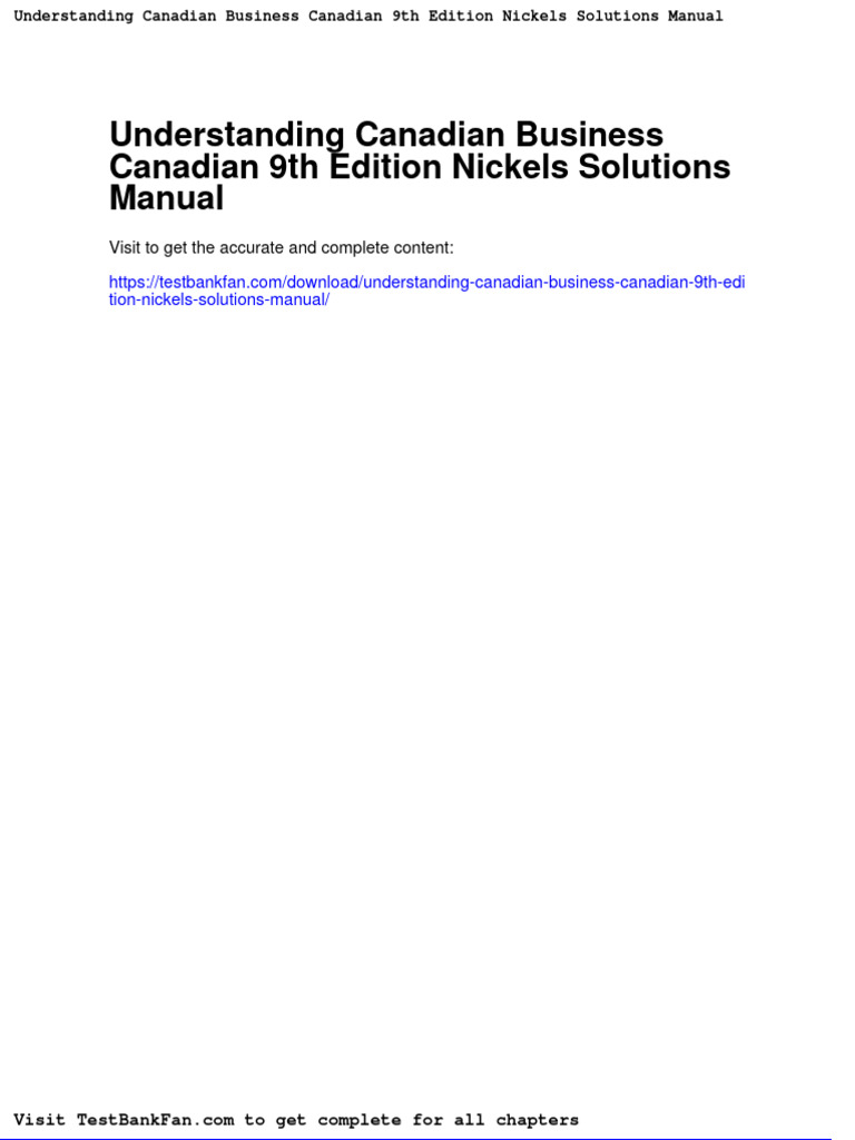 Dwnload Full Understanding Canadian Business Canadian 9th Edition ... Dwnload Full Understanding Canadian Business Canadian 9th Edition ...