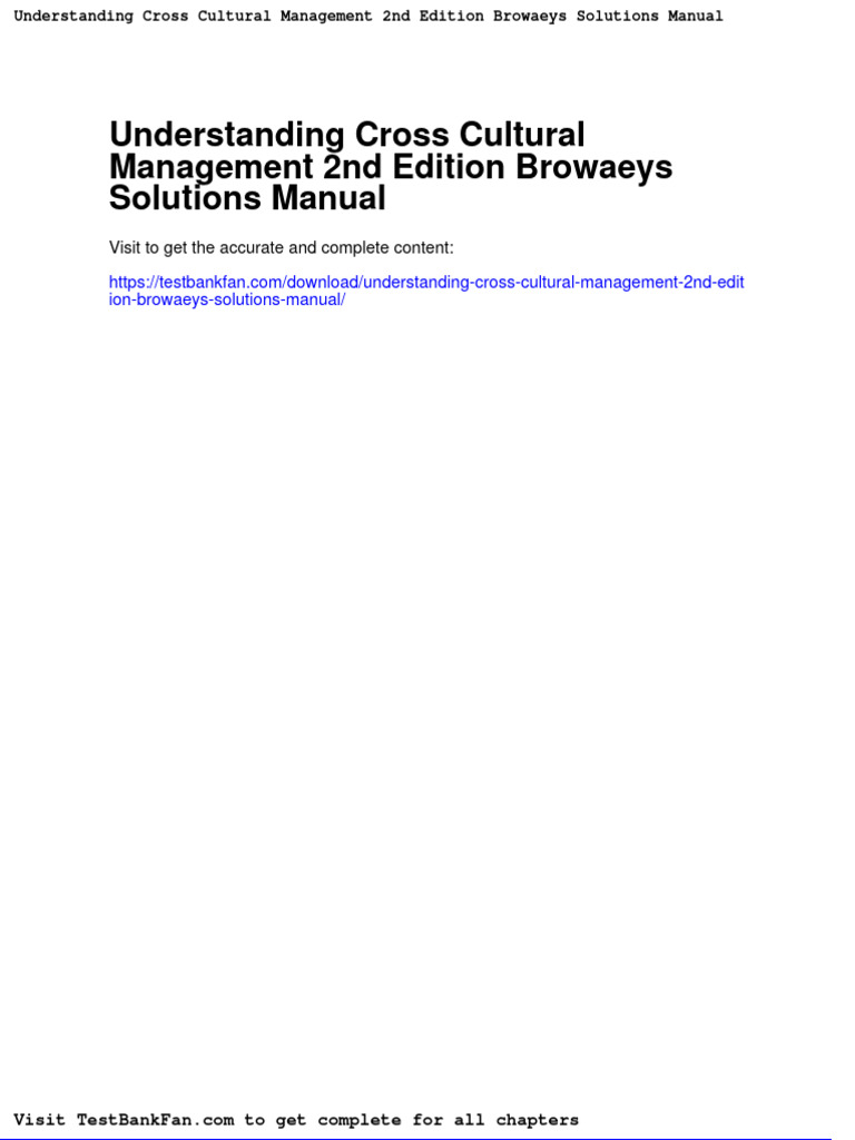 Dwnload Full Understanding Cross Cultural Management 2nd Edition ... Dwnload Full Understanding Cross Cultural Management 2nd Edition ...