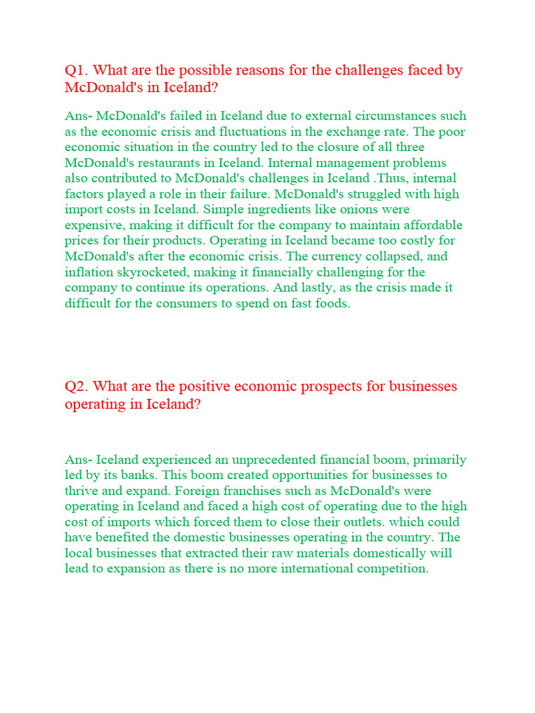 BM Iceland Mcdonald Case Study | PDF