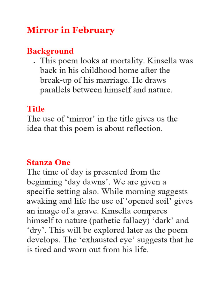 Mirror in February | PDF | Poetry | General Fiction