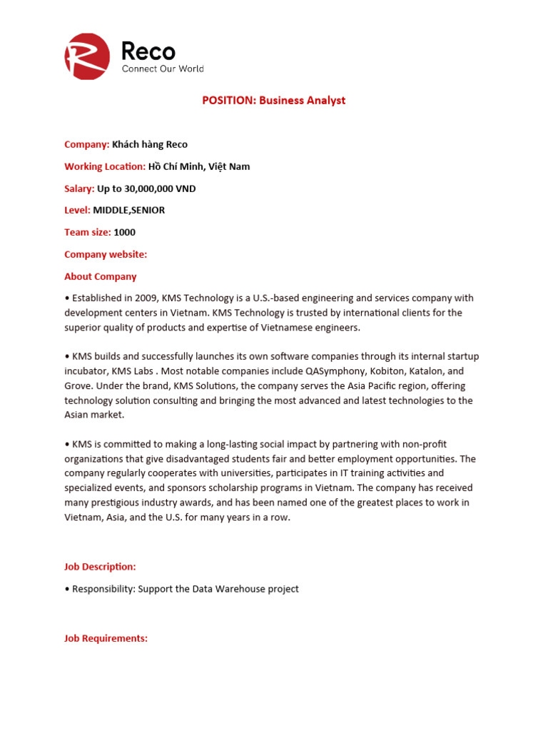 JD Business-Analyst | PDF