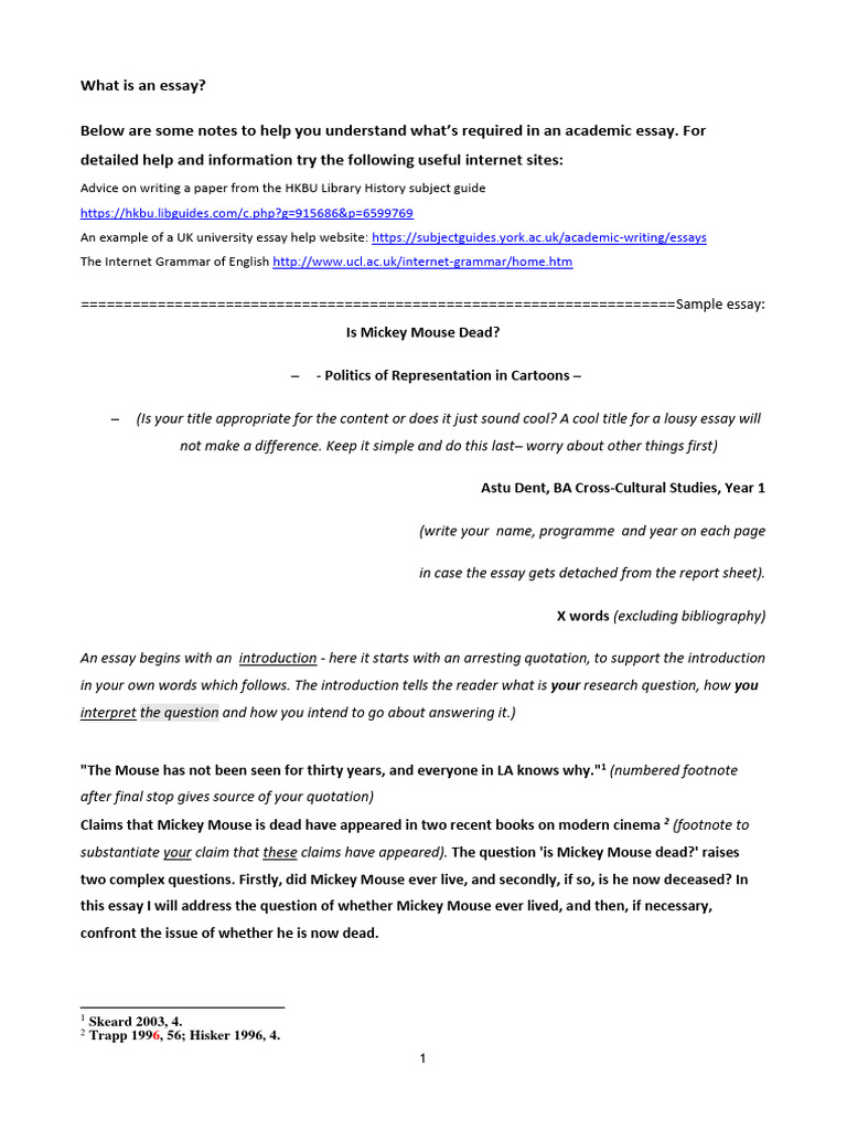 Mickey Mouse Essay Full | PDF | Essays