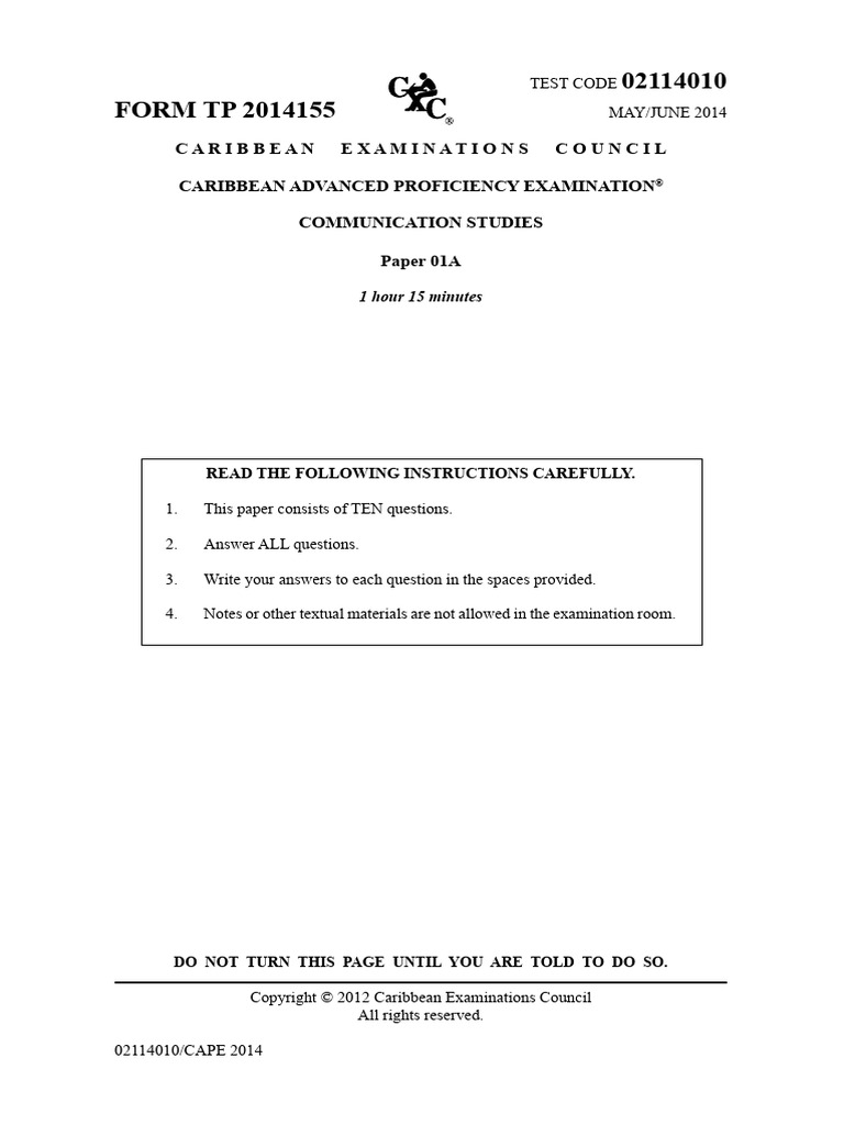 CAPE® Communication Studies Past Papers Page 213-225 | PDF | Laptop ...