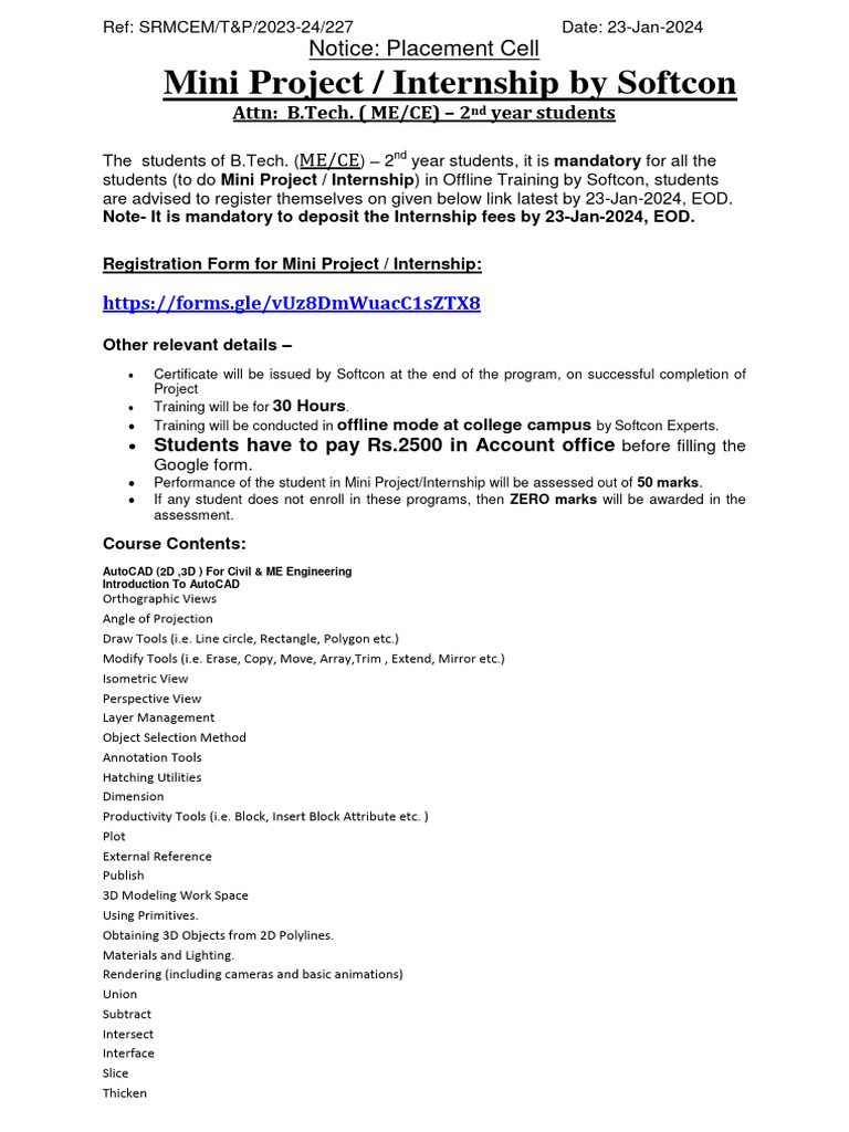 Mini Project Internship by Softcon | PDF | 3 D Computer Graphics | 3 D Modeling