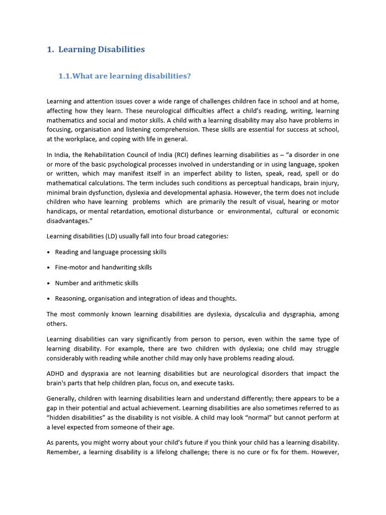 LDExplained Learning Disabilities | PDF | Child Development | Learning ...