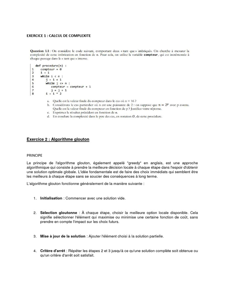 TD 1 Algo Avancé Master 1 IUA | PDF