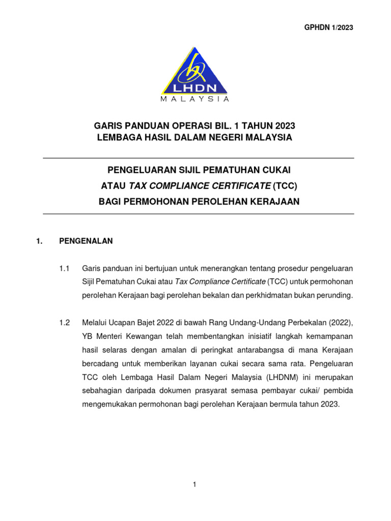 Garis Panduan Pengeluaran Sijil Pematuhan Cukai TCC | PDF | Bisnis