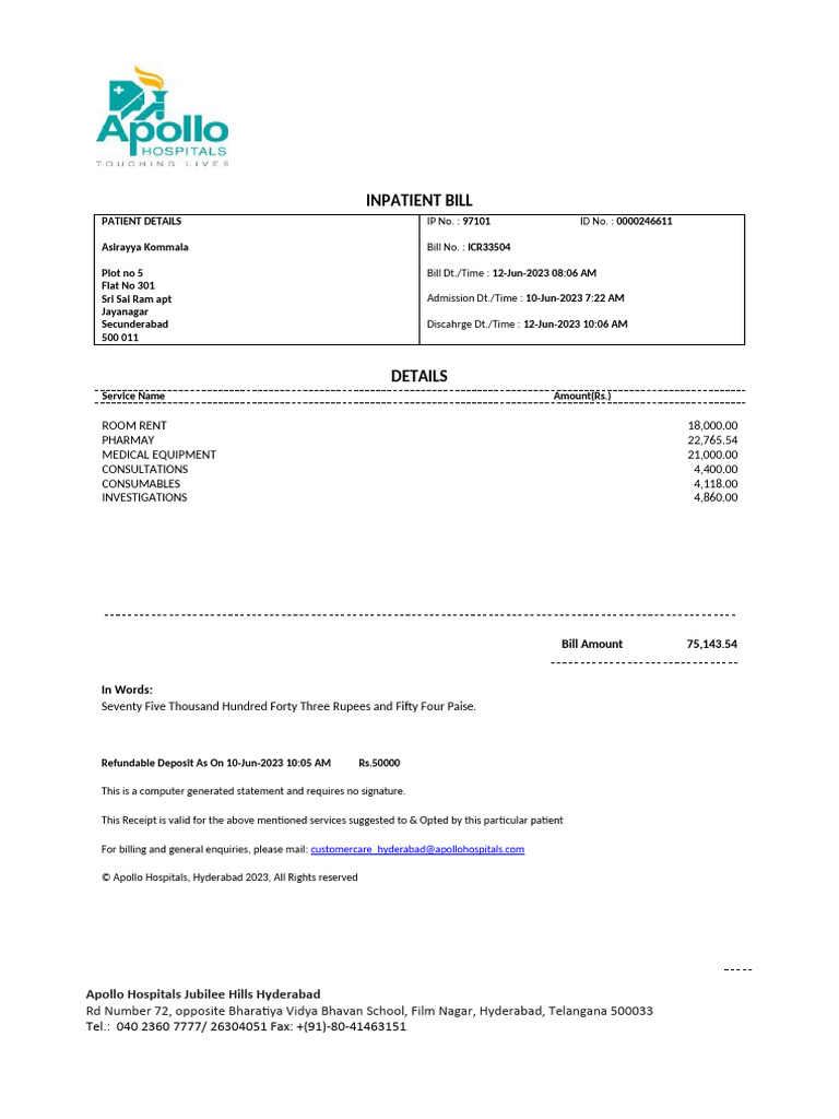 Medical Bill | PDF