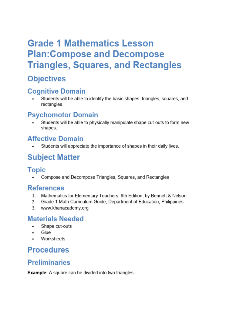 Compose and Decompose Triangles, Squares, and Rectangles | PDF | Home & Garden | Art