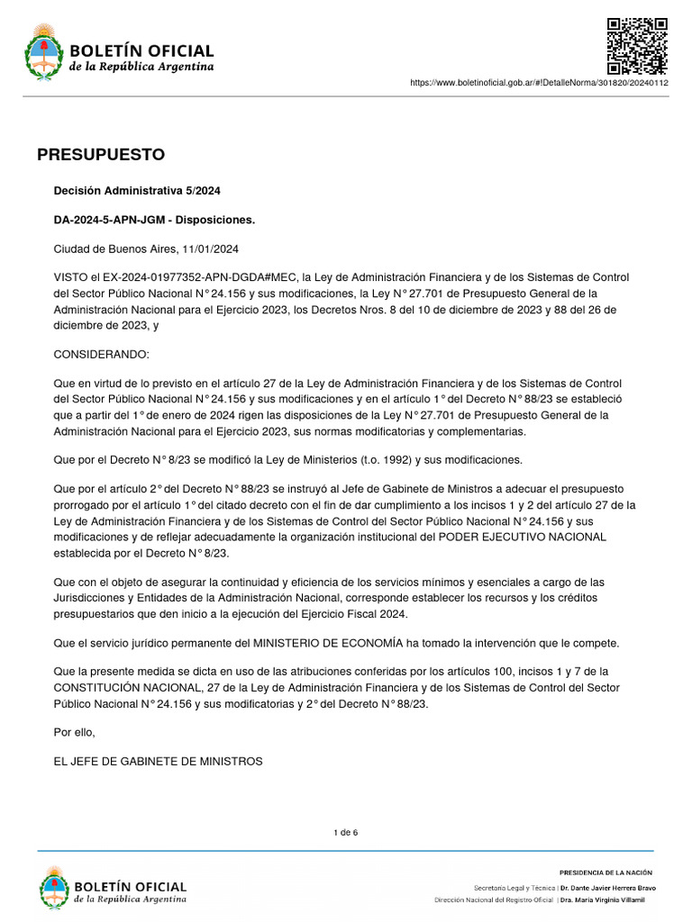 Aviso 301820 | PDF | Presupuesto | Ministerio (Departamento de Gobierno)