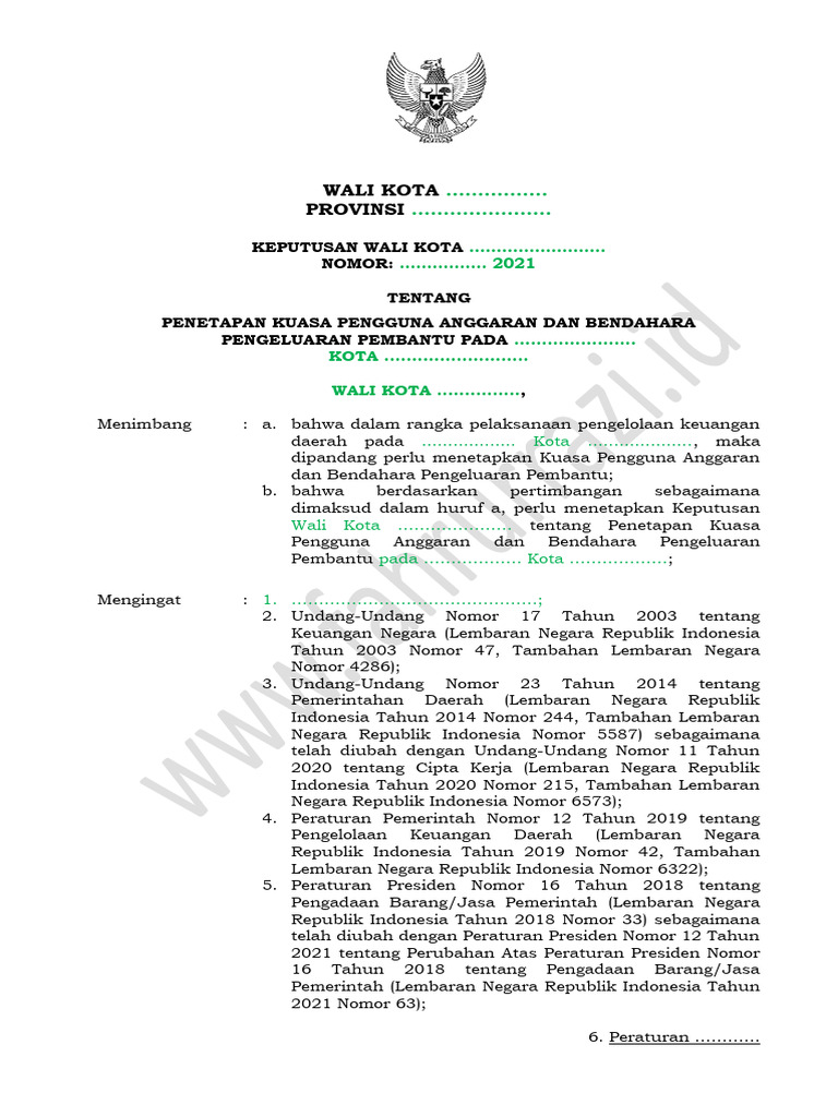 Contoh SK Pengangkatan KPA Dan BPP (Sesuai PMDN 77-2020) | PDF | Pengelolaan Keuangan & Uang