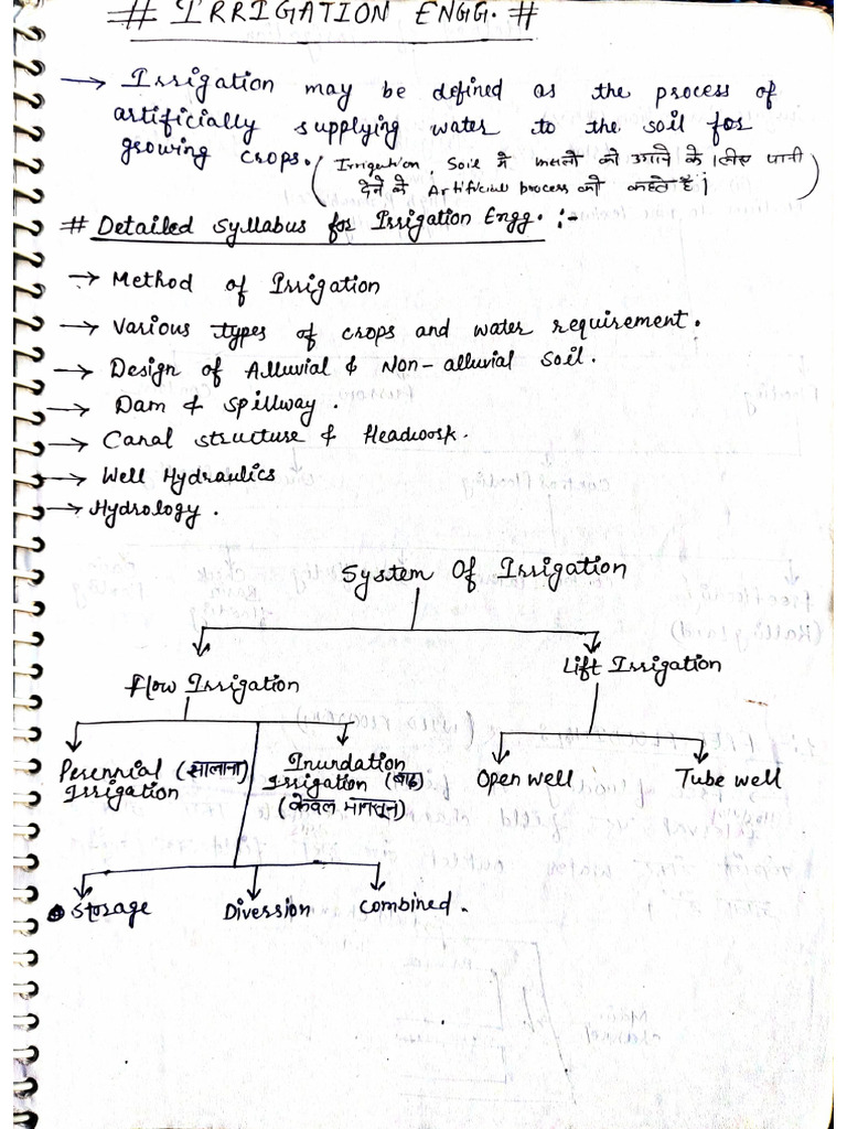 Hand Written Notes of Irrigation Engg. | PDF