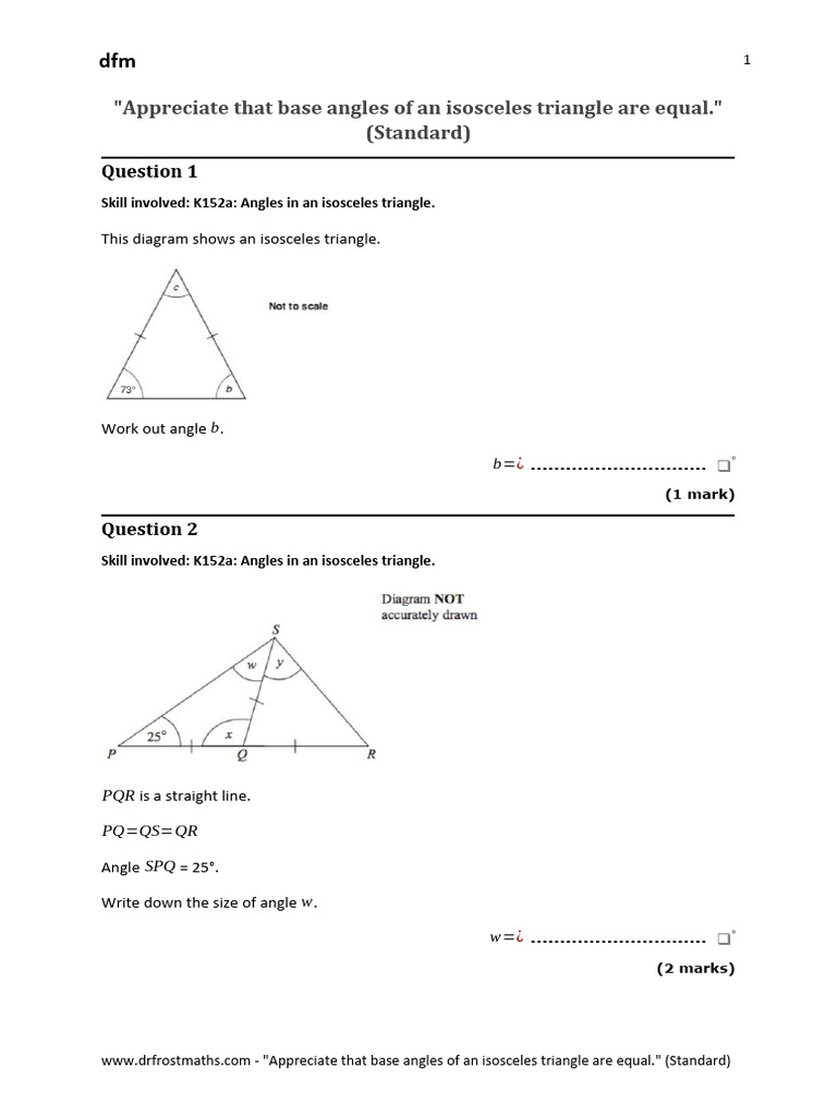 Isosceles Triangle Angle Problems | PDF