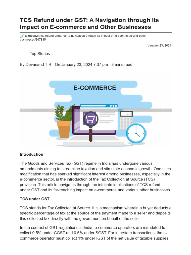 TCS Refund Under GST Explained | PDF | Taxes | Value Added Tax